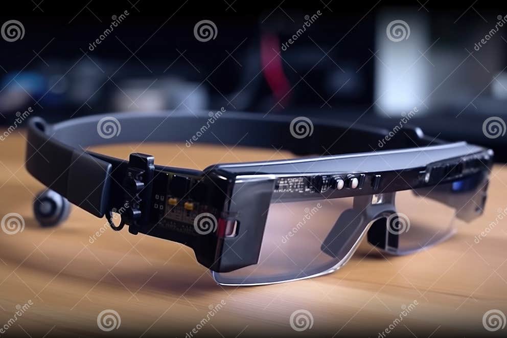 Pair of Connected Smart Glasses, with Video Feed and Data Analysis in View Stock Illustration ...