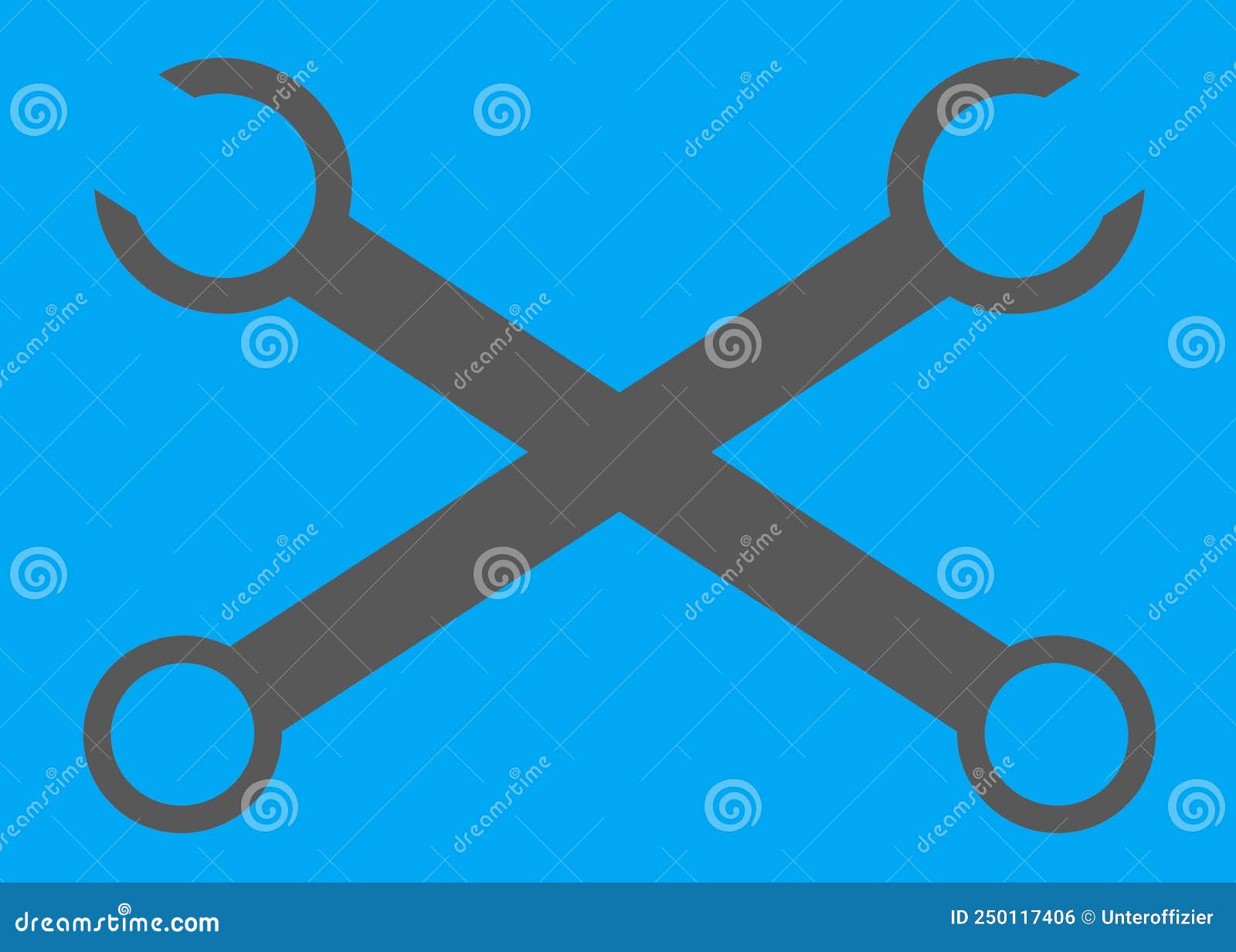 A Pair of Crossed Simple Simplified Dark Grey Fixed Sized Spanner ...