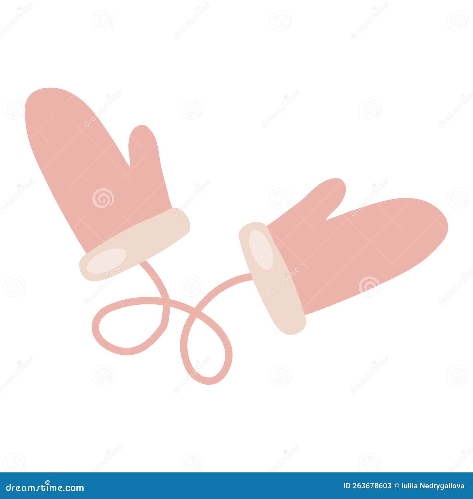 Pair of Cute Warm Pink Knitted Mittens, Flat Style Vector Stock Vector ...