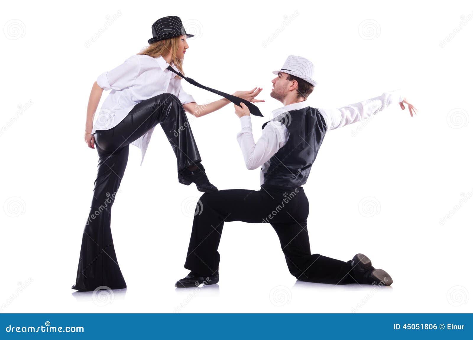 Pair of Dancers Dancing Modern Dance Isolated Stock Photo - Image of ...