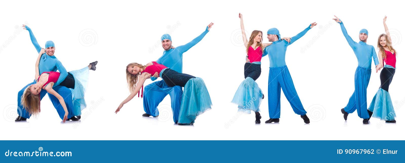 The Pair of Dancers Dancing Modern Dance Isolated on White Stock Photo ...