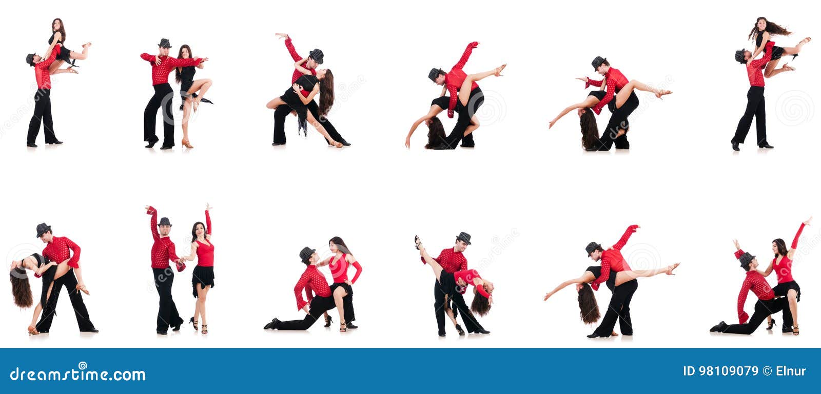 The Pair of Dancers Isolated on the White Stock Image - Image of latin ...