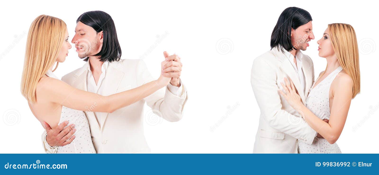 The Pair Dancing Dances Isolated on White Stock Photo - Image of ...