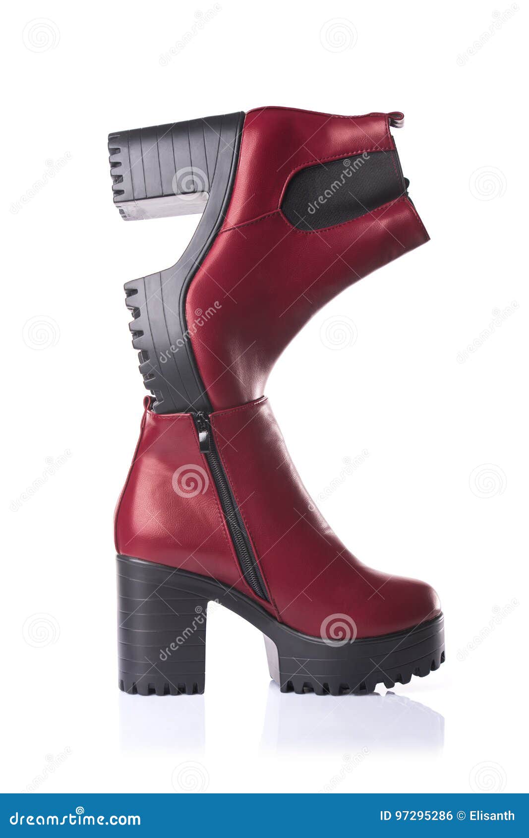 Pair of Dark Red Ankle Boots Stock Photo - Image of elegance, footwear ...