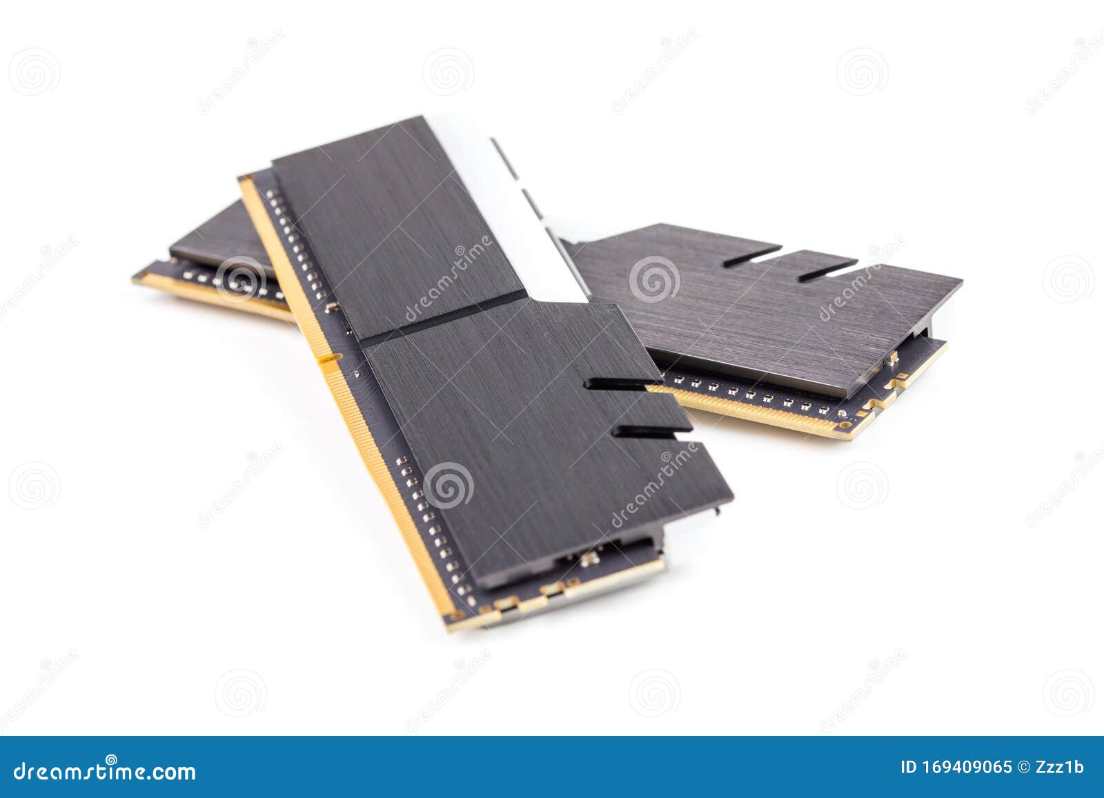 A Pair of Ddr4 Dimm Pc Ram Memoty Modules with Stylish Black Heatsinks ...