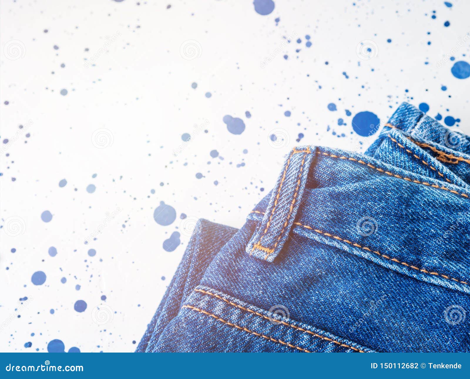 Pair of Denim Jeans on White Background Stock Photo - Image of female ...