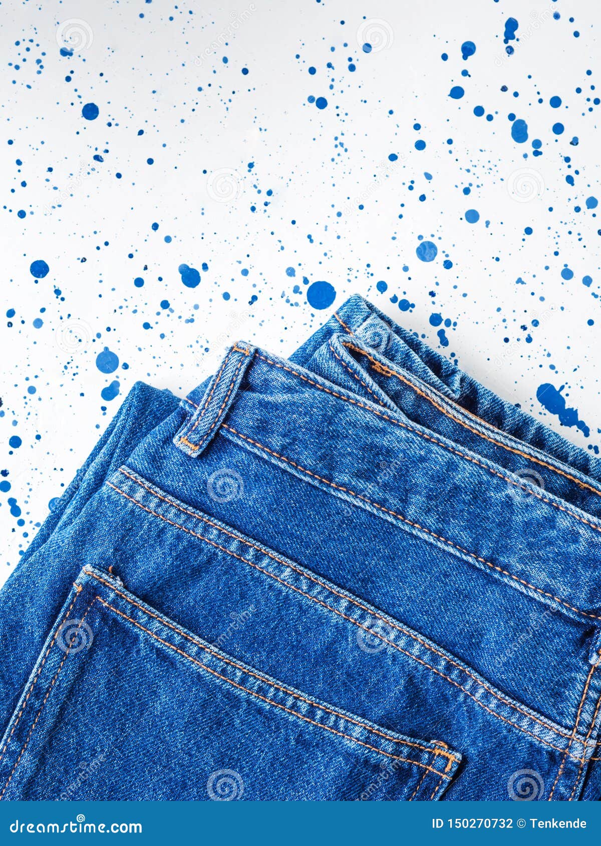 Pair of Denim Jeans on White Background Stock Photo - Image of dark ...