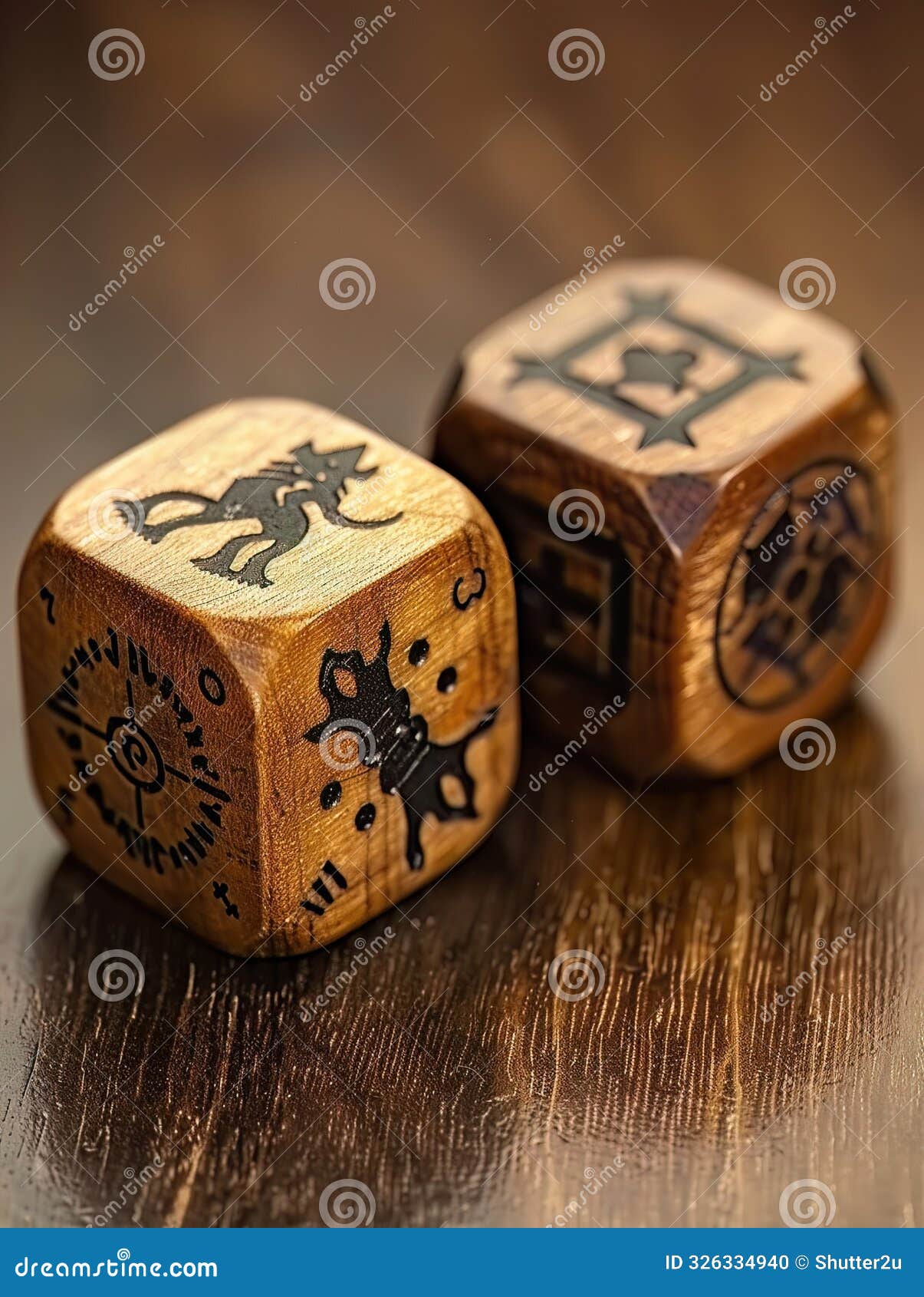 A Pair of Dice with Unique Symbols Representing the Risk and Chance ...