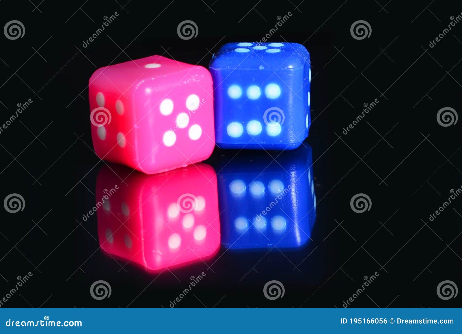 Multi Color Dice Placed on a Reflecting Surface Stock Photo - Image of ...