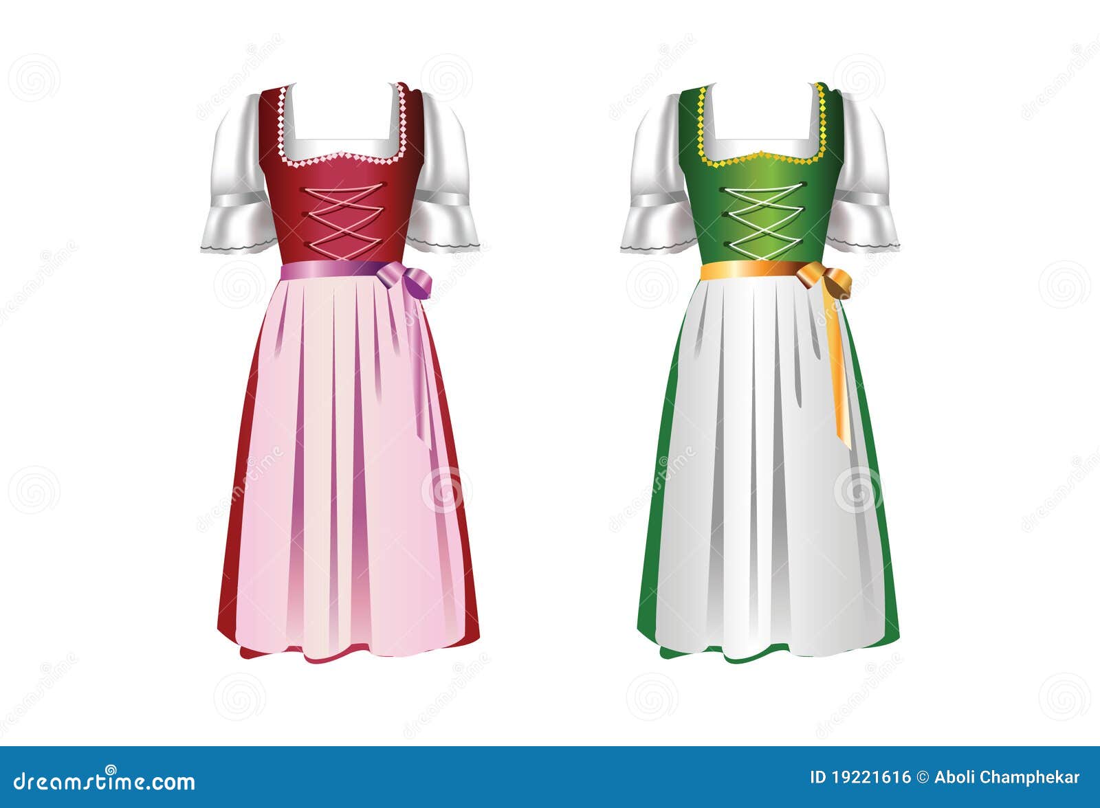 A pair of dirndl dresses stock vector. Illustration of culture - 19221616