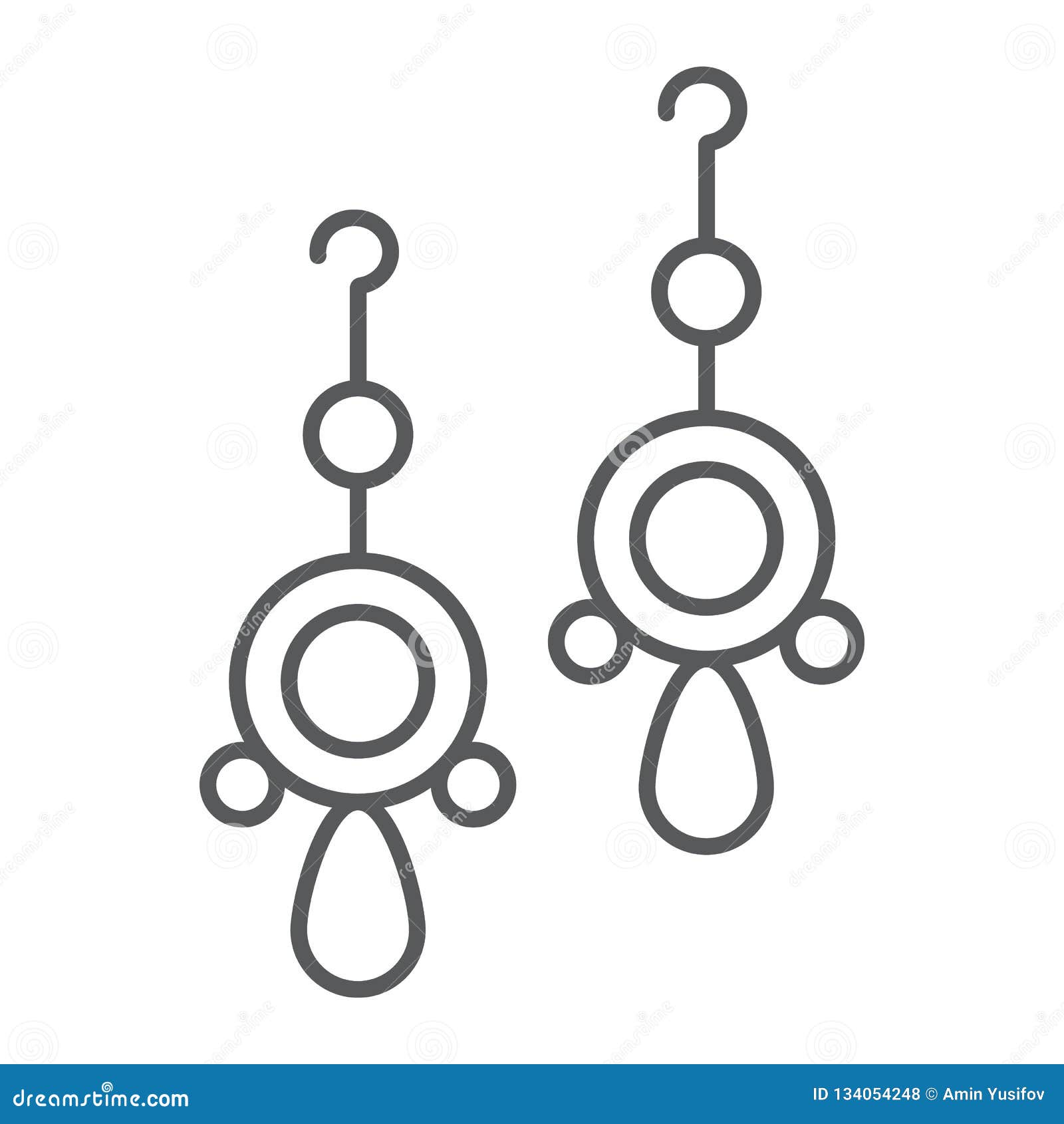 Pair of Earrings Thin Line Icon, Jewellery and Accessory, Rounded ...