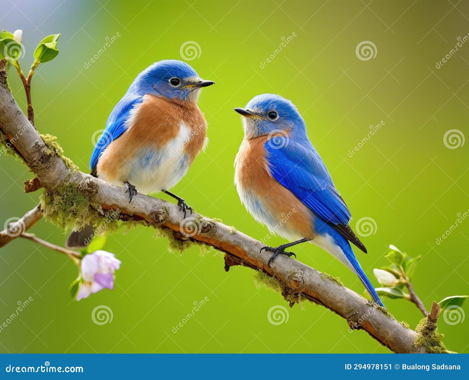 Pair of Eastern Bluebird stock illustration. Illustration of green ...