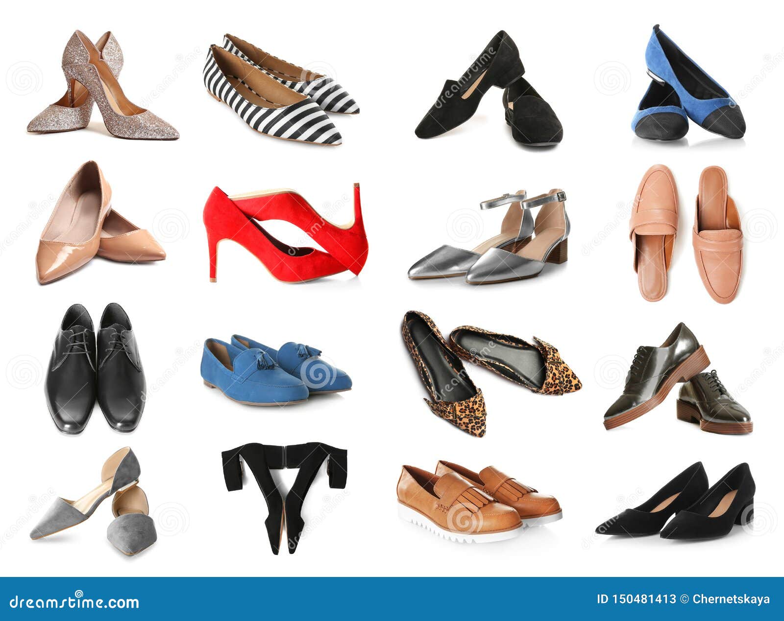 Pair of Female Shoes on White Stock Image - Image of loafers, footwear ...