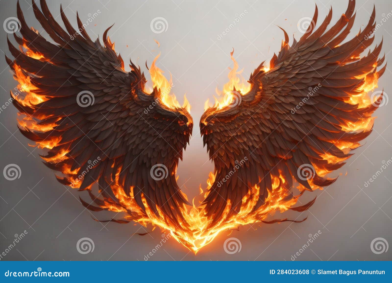 A Pair of Fiery Angel Wings for Mockup Stock Illustration ...
