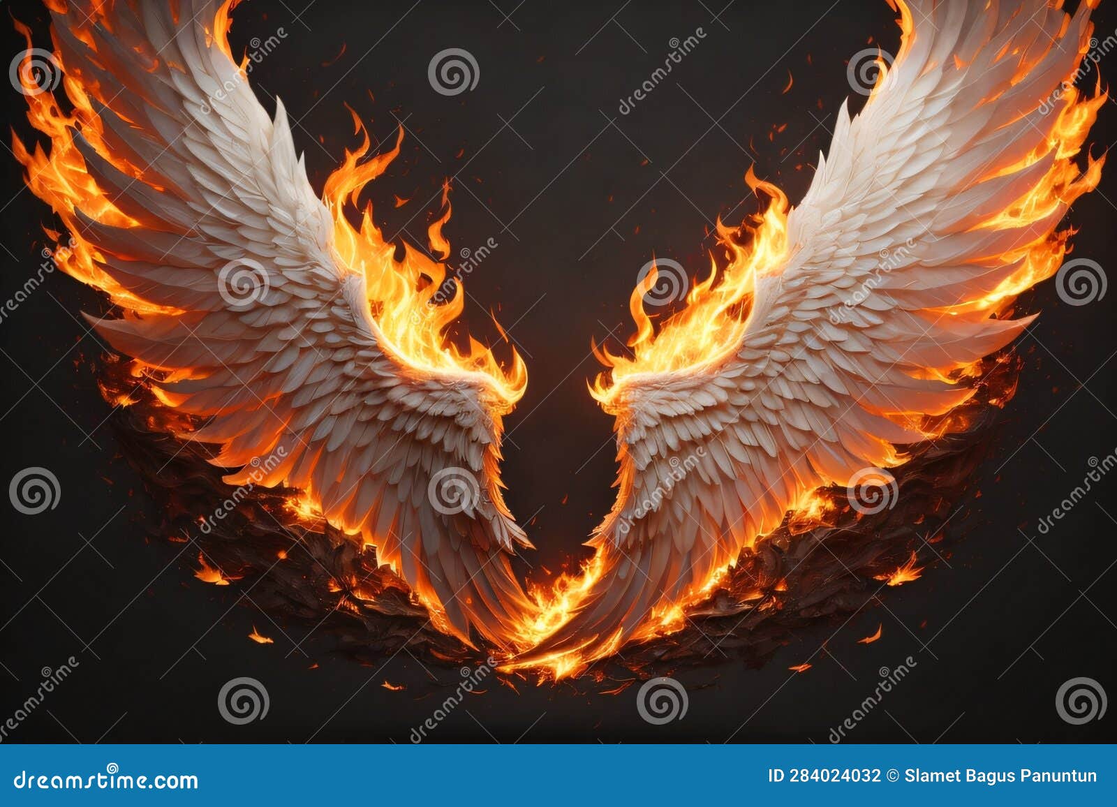 A Pair of Fiery Angel Wings for Mockup Stock Illustration ...