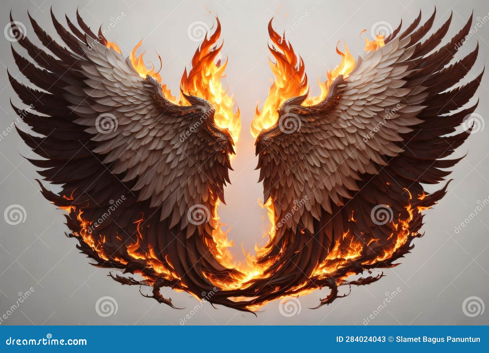 A Pair of Fiery Angel Wings for Mockup Stock Illustration ...