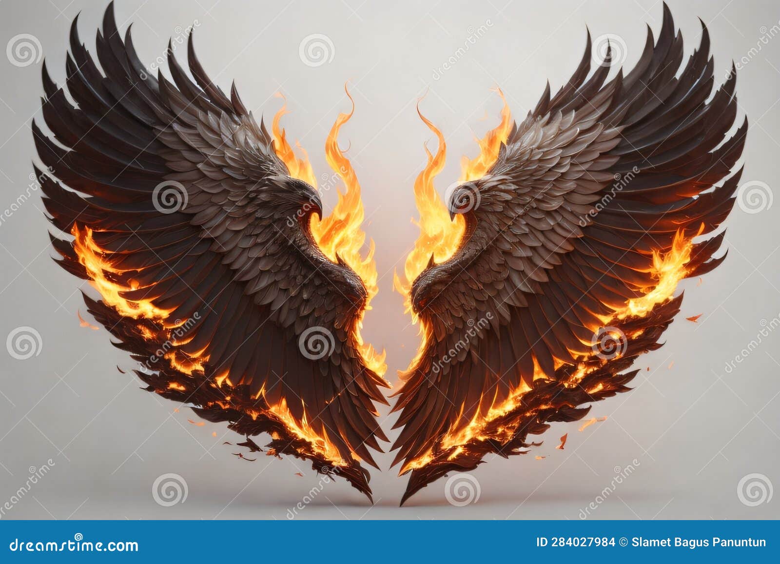 A Pair of Fiery Angel Wings for Mockup Stock Illustration ...