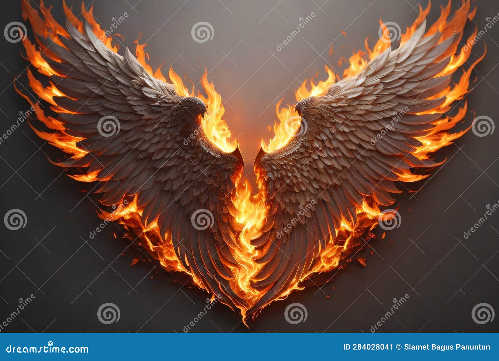A Pair of Fiery Angel Wings for Mockup Stock Illustration ...
