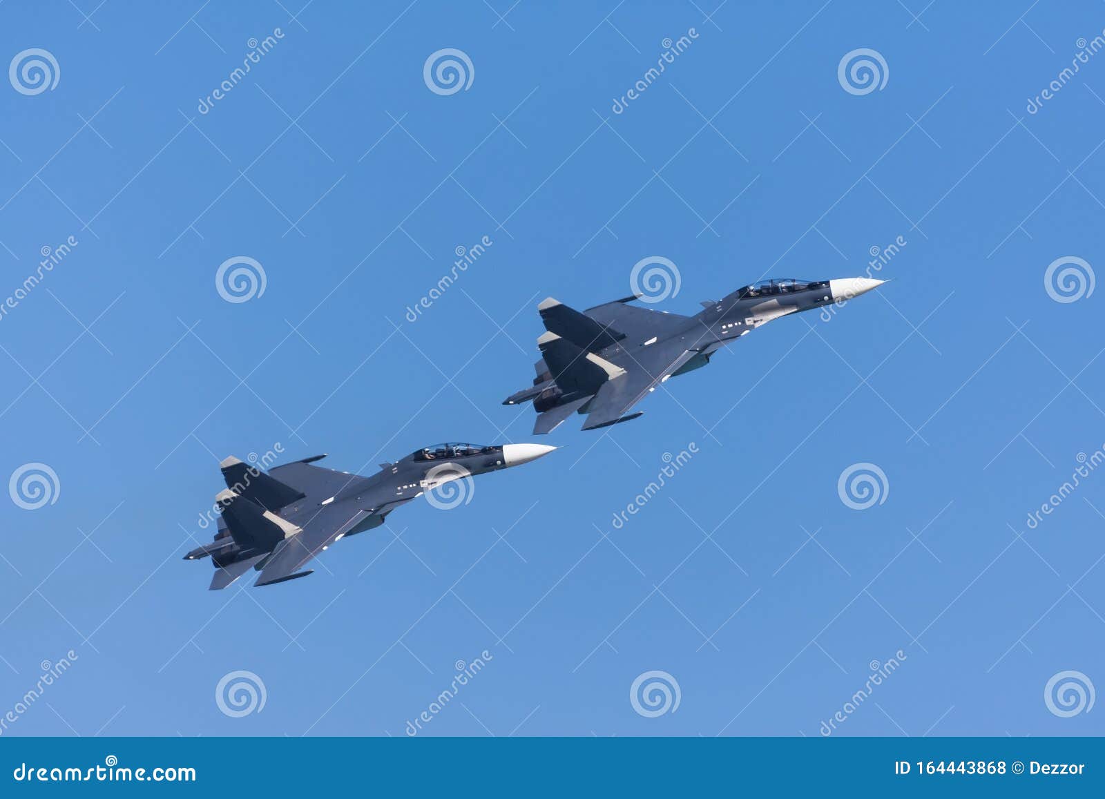 Pair of Fighters Flying in Tight Formation Stock Photo - Image of ...