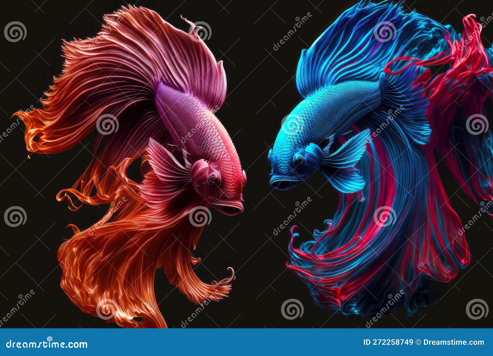 Pair of Fighting Fish in Form of Betta Fish with Exotic Color Stock ...
