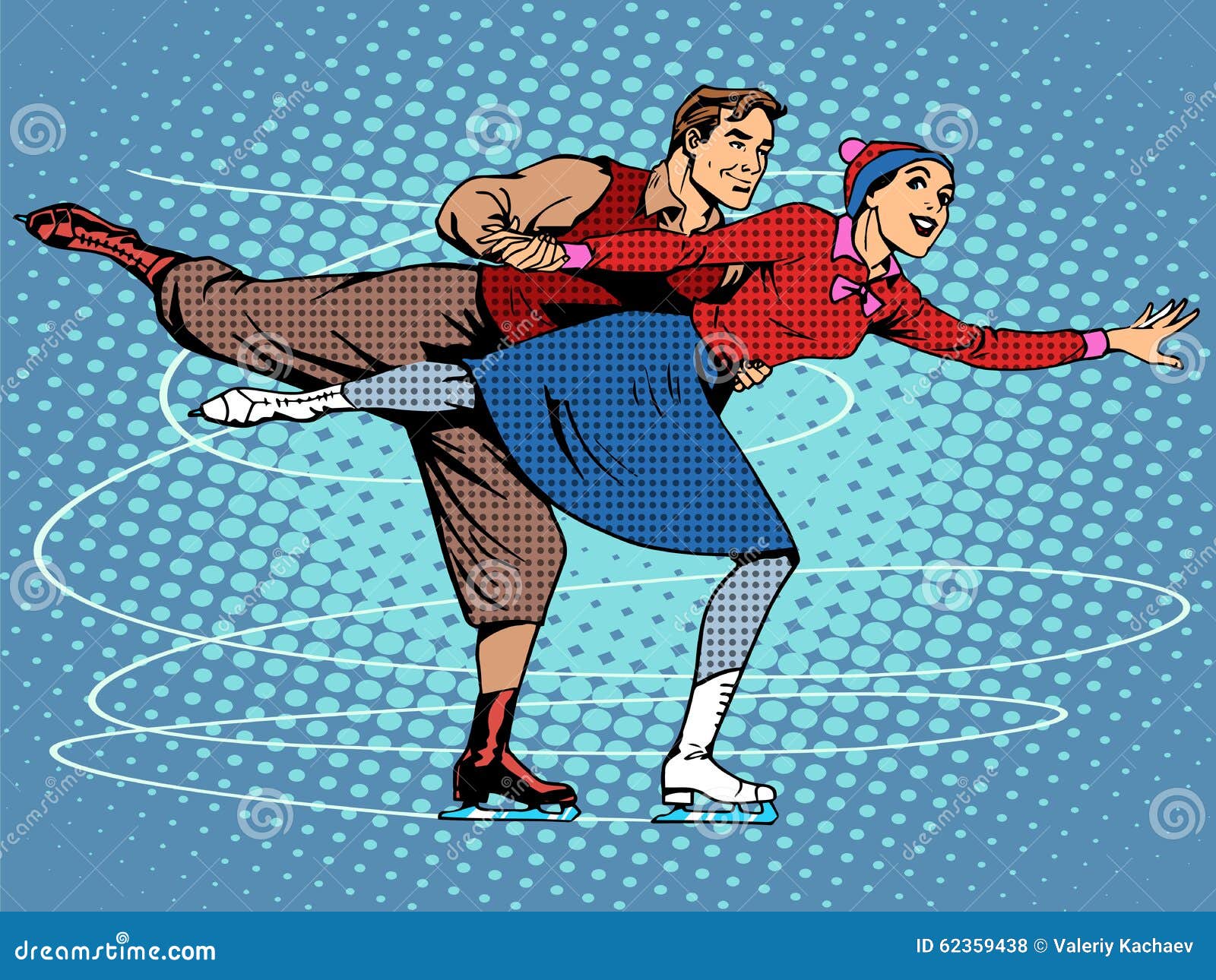 Pair Figure Skaters Ice Dance Stock Vector - Illustration of people ...