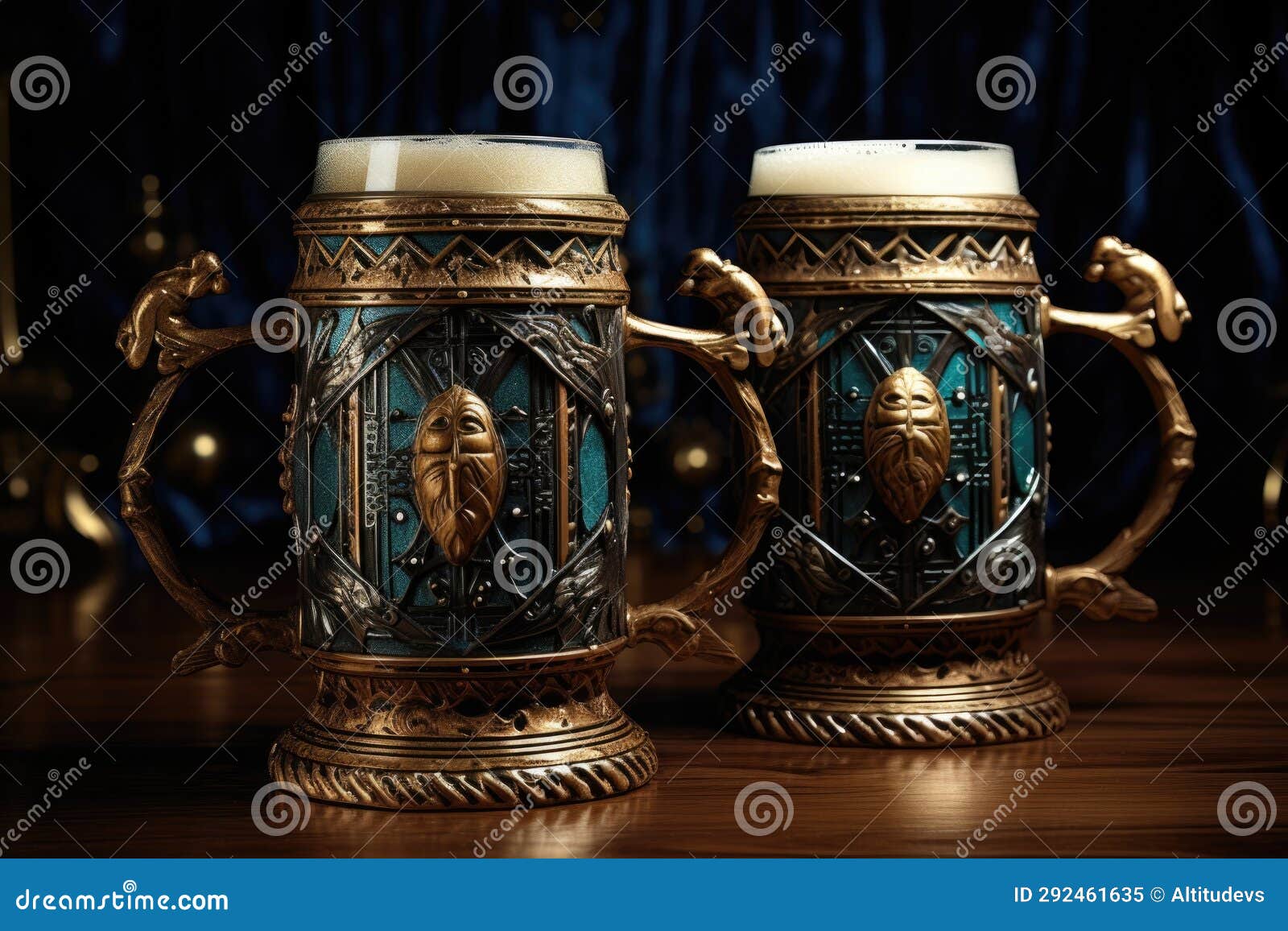 A Pair of Filled Beer Steins Clinking Together Stock Image - Image of ...