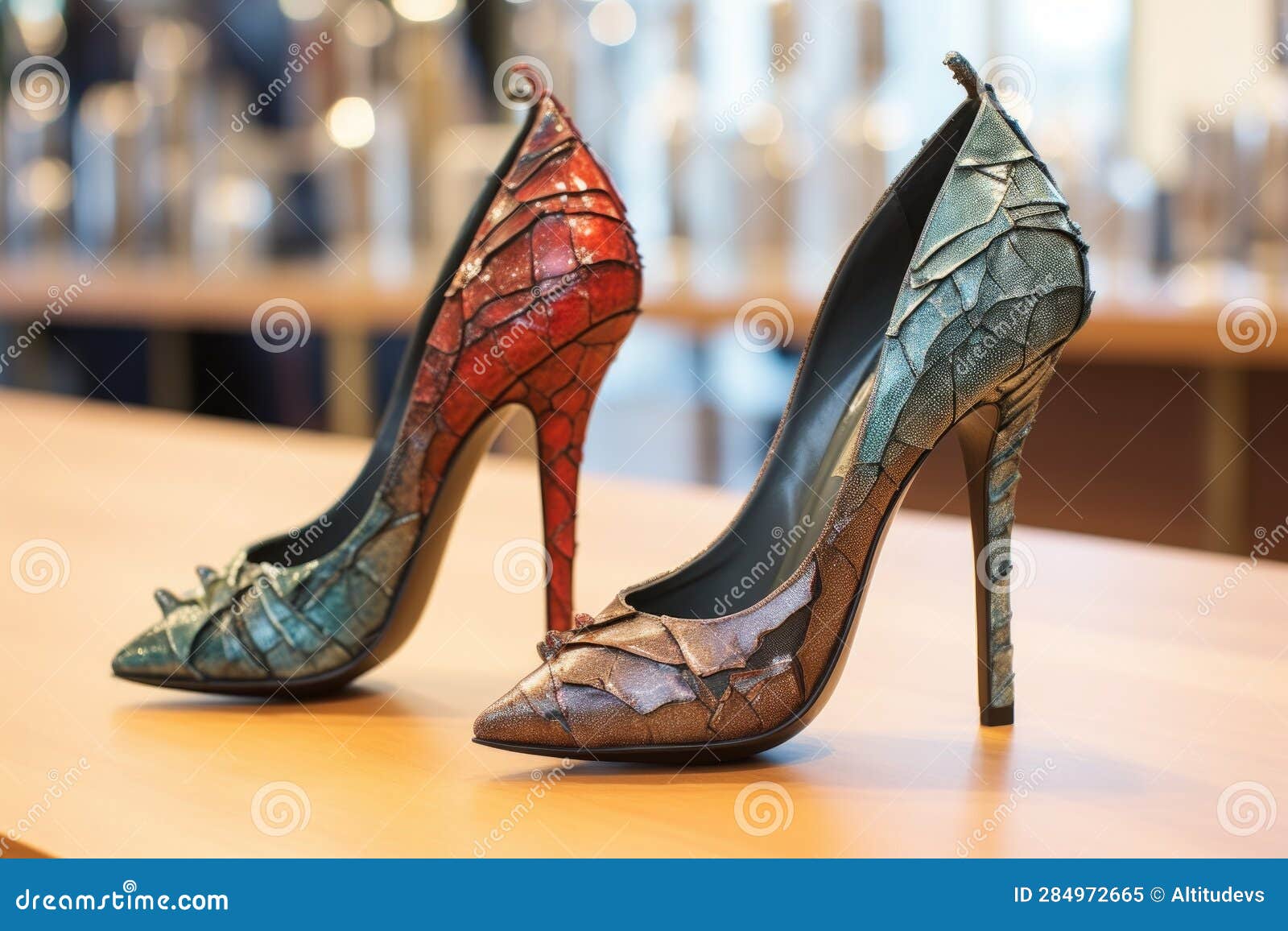 A Pair of Finished Stiletto Heels on Display Stock Image - Image of ...
