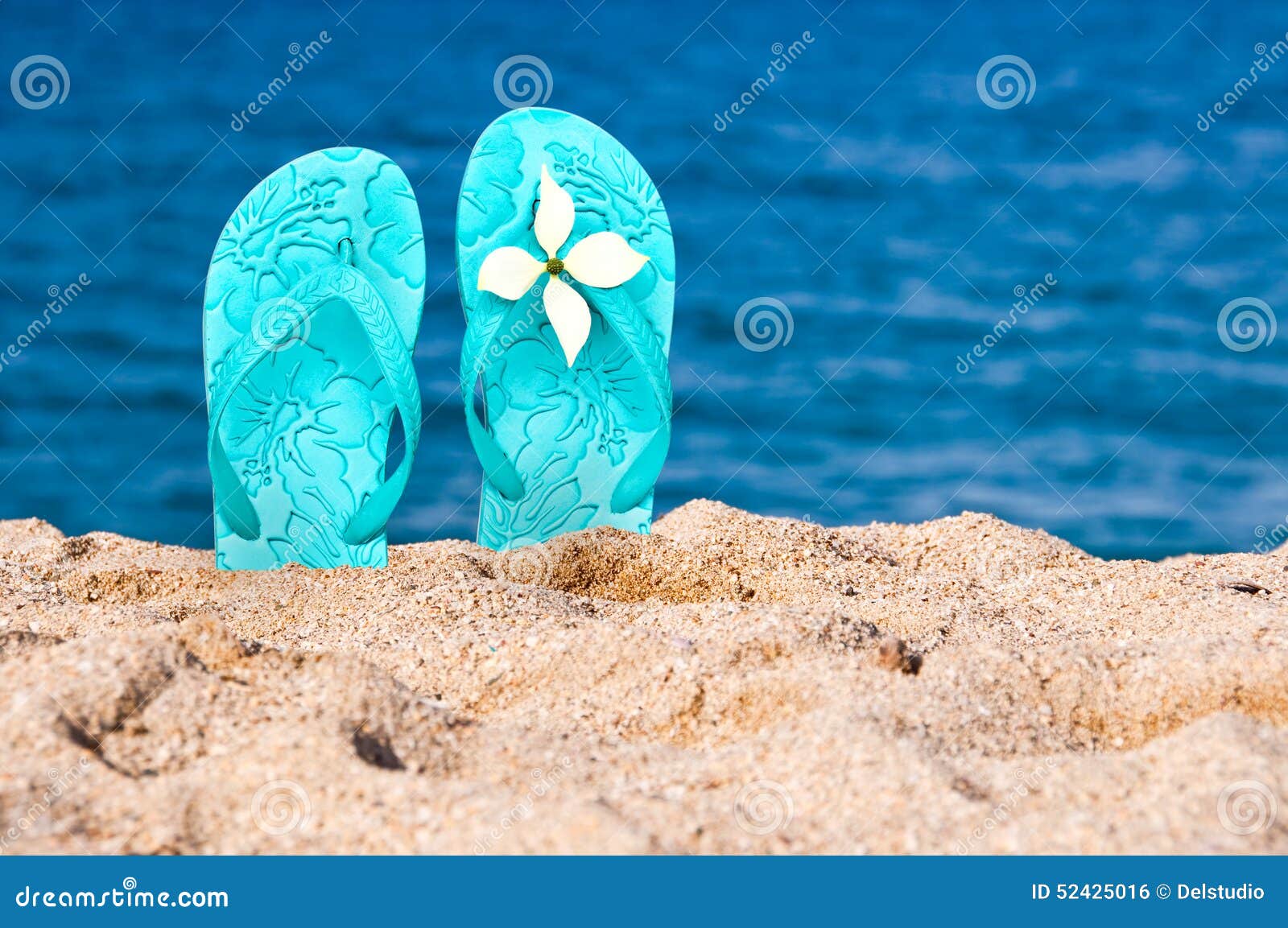 Pair of Flip Flops in the Sand Stock Photo - Image of stuck, recreation ...