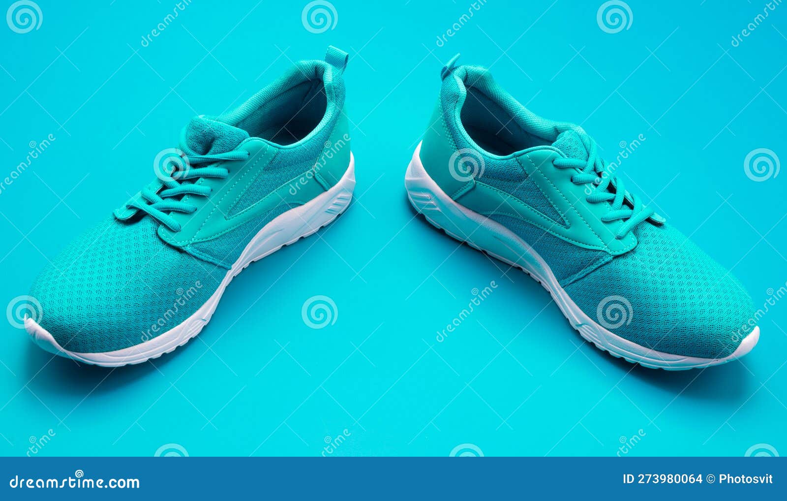 Pair of Footwear for Training on Blue Background, Shoes Stock Photo ...