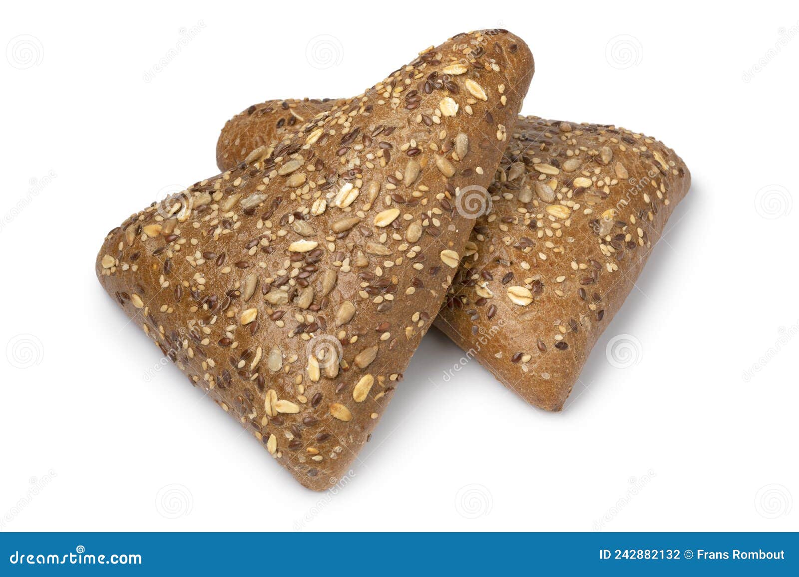 Pair of Fresh Multi Grain Buns Close Up on White Background Stock Photo ...