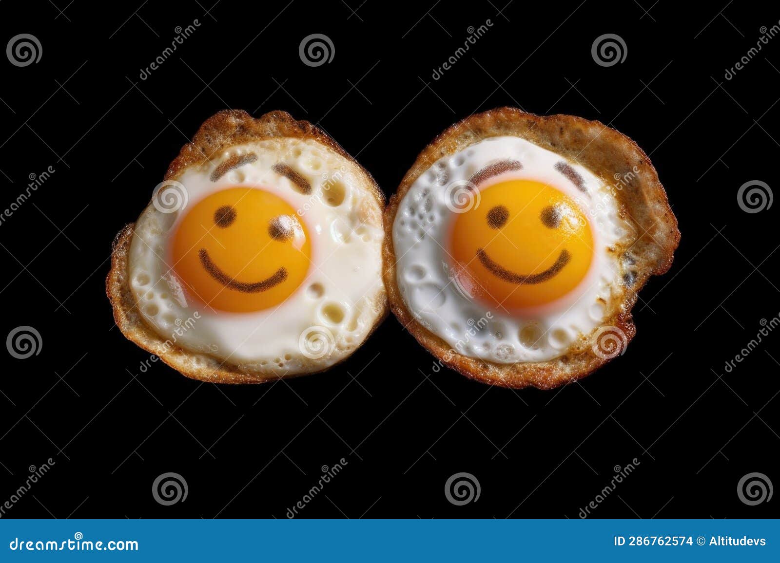 Pair of Fried Eggs Resembling a Smiley Face Stock Photo - Image of ...