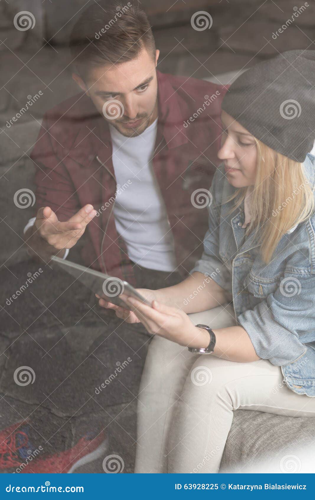 Pair of friends discussing stock image. Image of creative - 63928225