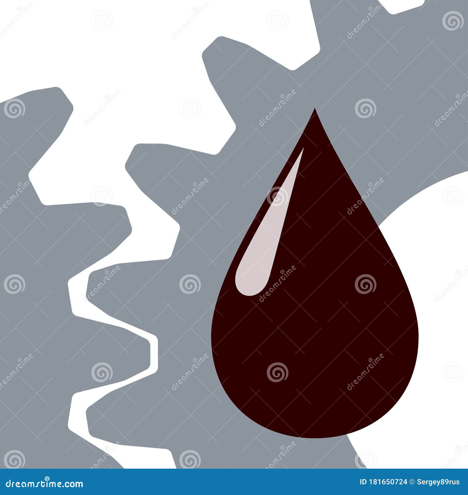 The Pair of Gears and a Drop of Oil. Stock Vector - Illustration of ...