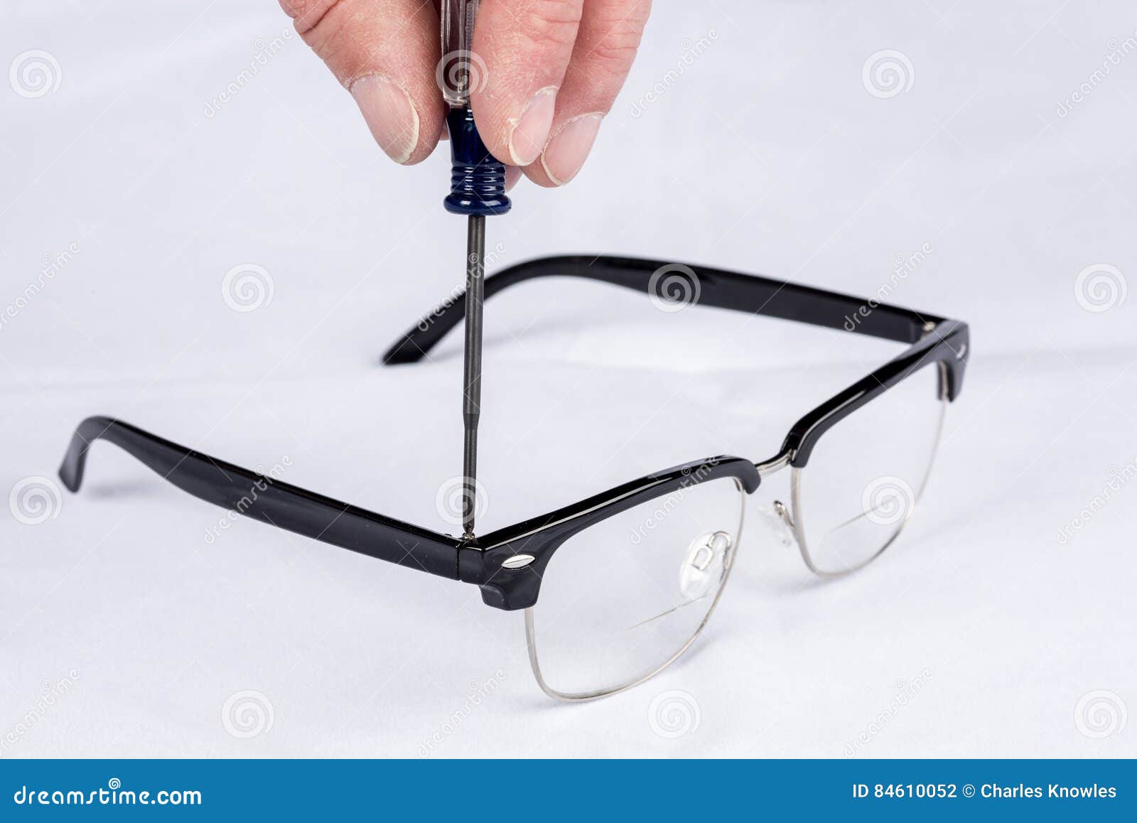 Pair of Glasses are Tighted and Repaired Stock Photo - Image of close ...