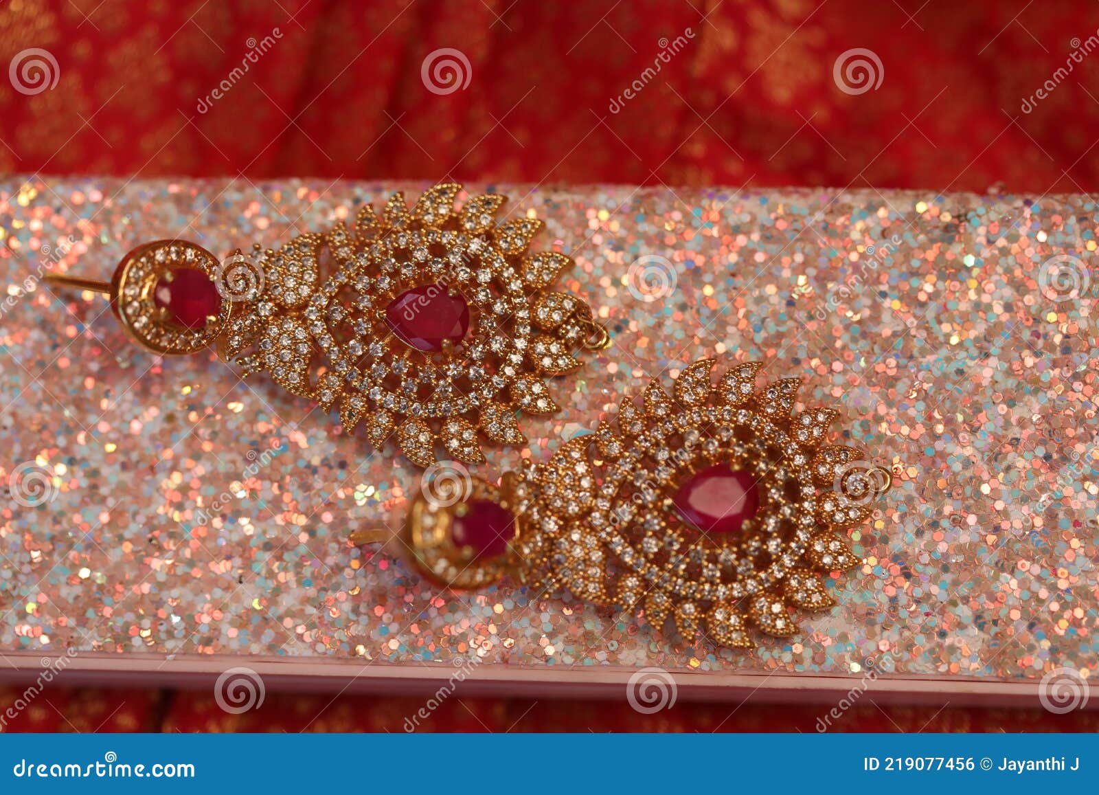 Close Up of Pair of Gold Earrings Stock Photo - Image of dressing ...