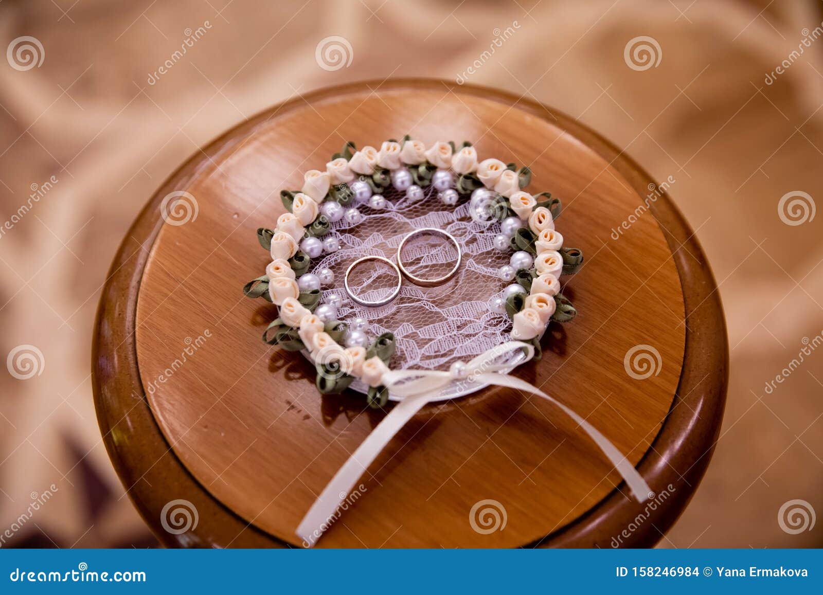 Gold Wedding Rings on Stand for Rings Stock Photo - Image of golden ...