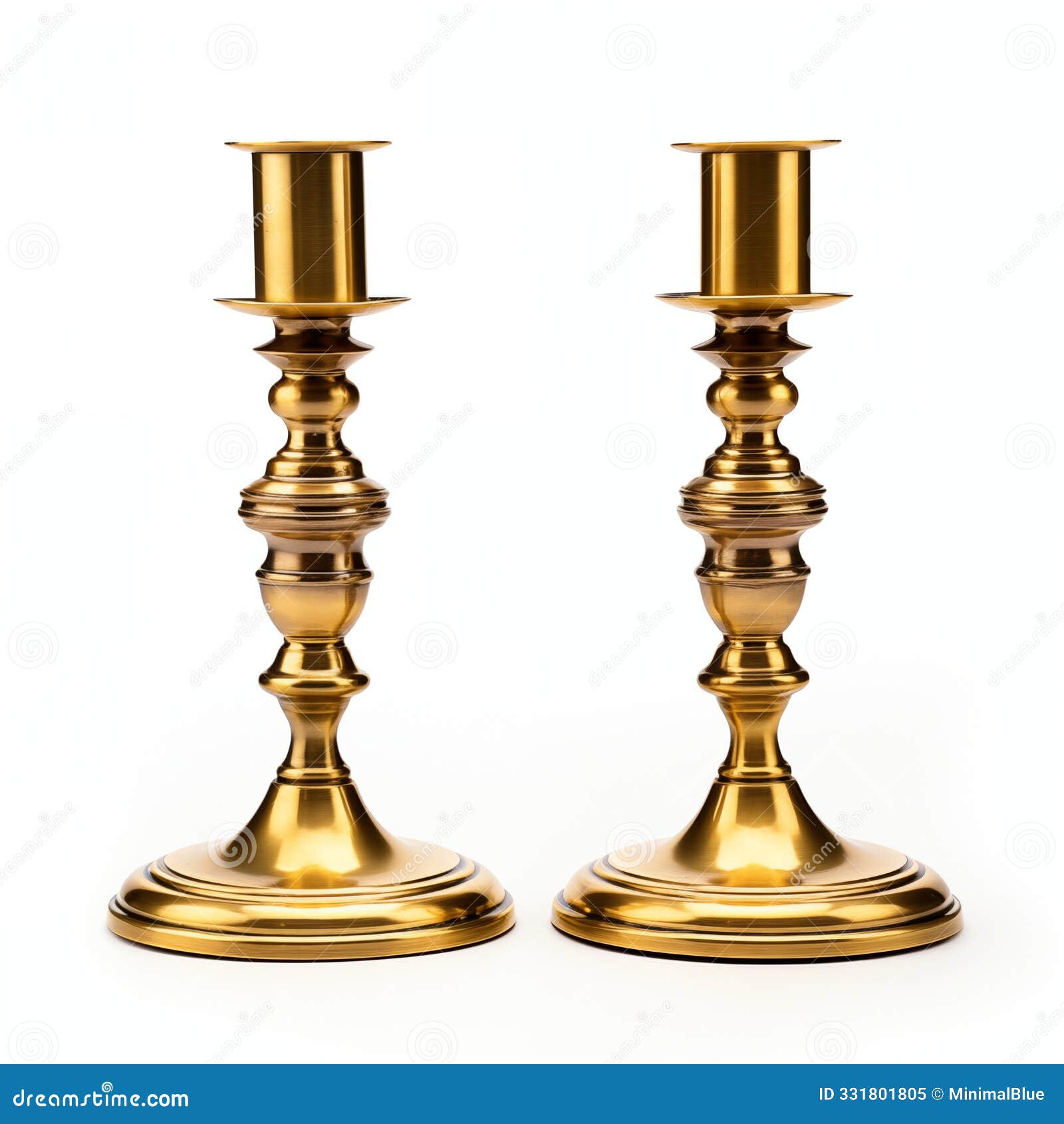 Pair of Golden Candlesticks on a White Background Stock Illustration ...