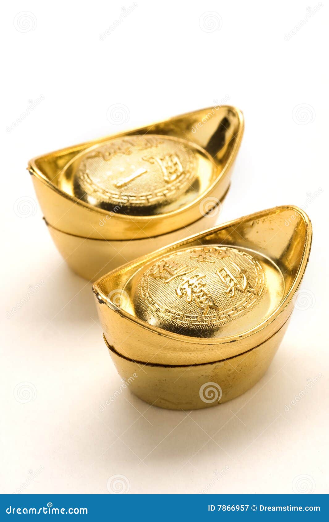 Pair of Golden Chinese Ingots Stock Image - Image of lunar, metal: 7866957