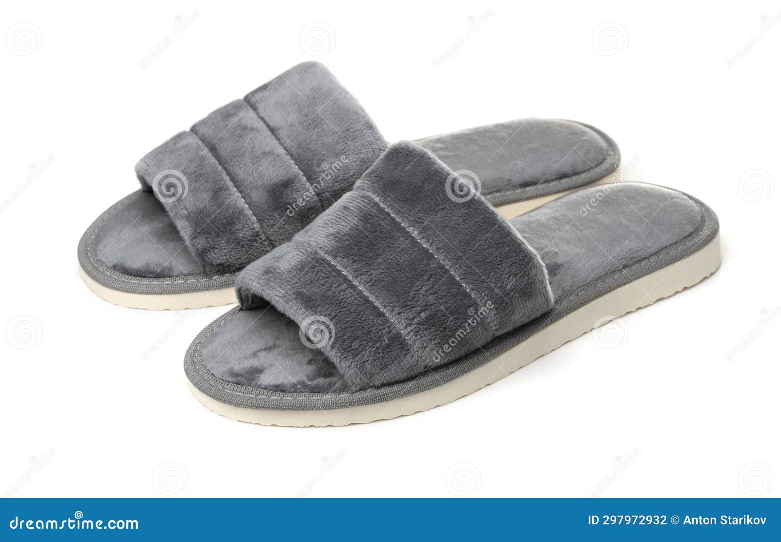 Pair of Gray Soft Textile Slippers Stock Photo - Image of foot, comfort ...