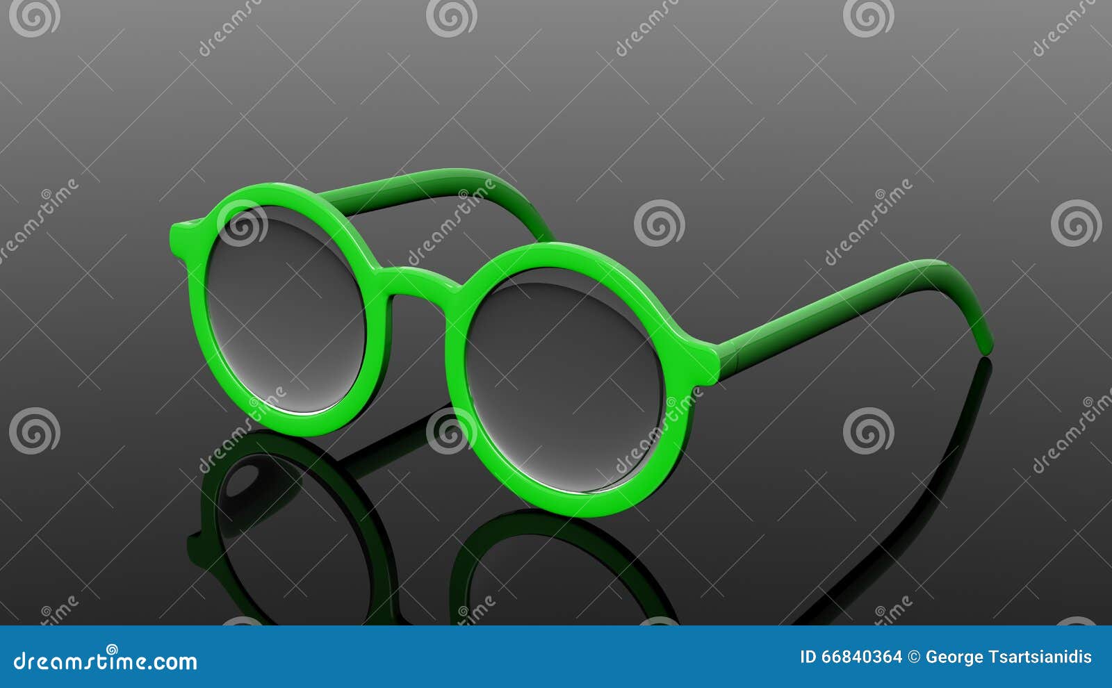 Pair of Green Round-lens Eyeglasses Stock Illustration - Illustration ...