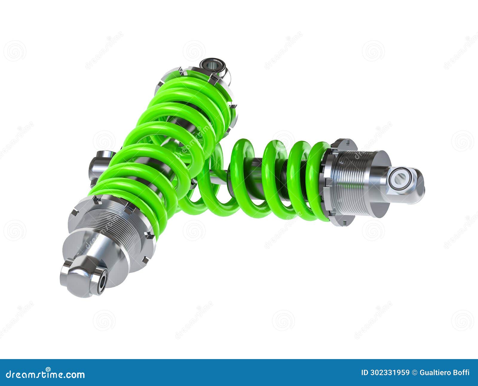 Pair of Green Shock Absorber Isolated on White Stock Illustration ...