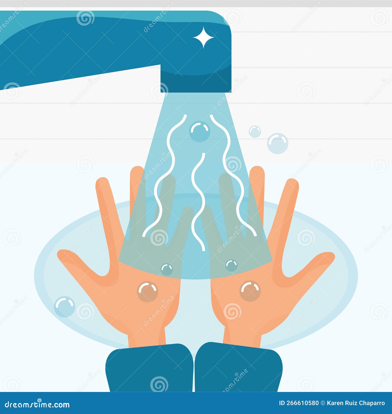 Pair of Hands Being Washed Self Care Vector Stock Vector - Illustration ...