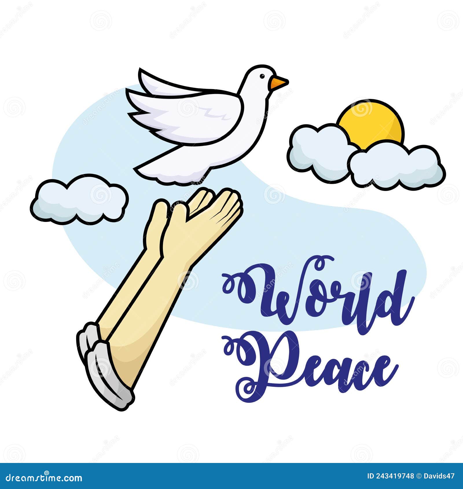 Pair of Hands with a Peace Pigeon Cartoon World Peace Vector Stock ...
