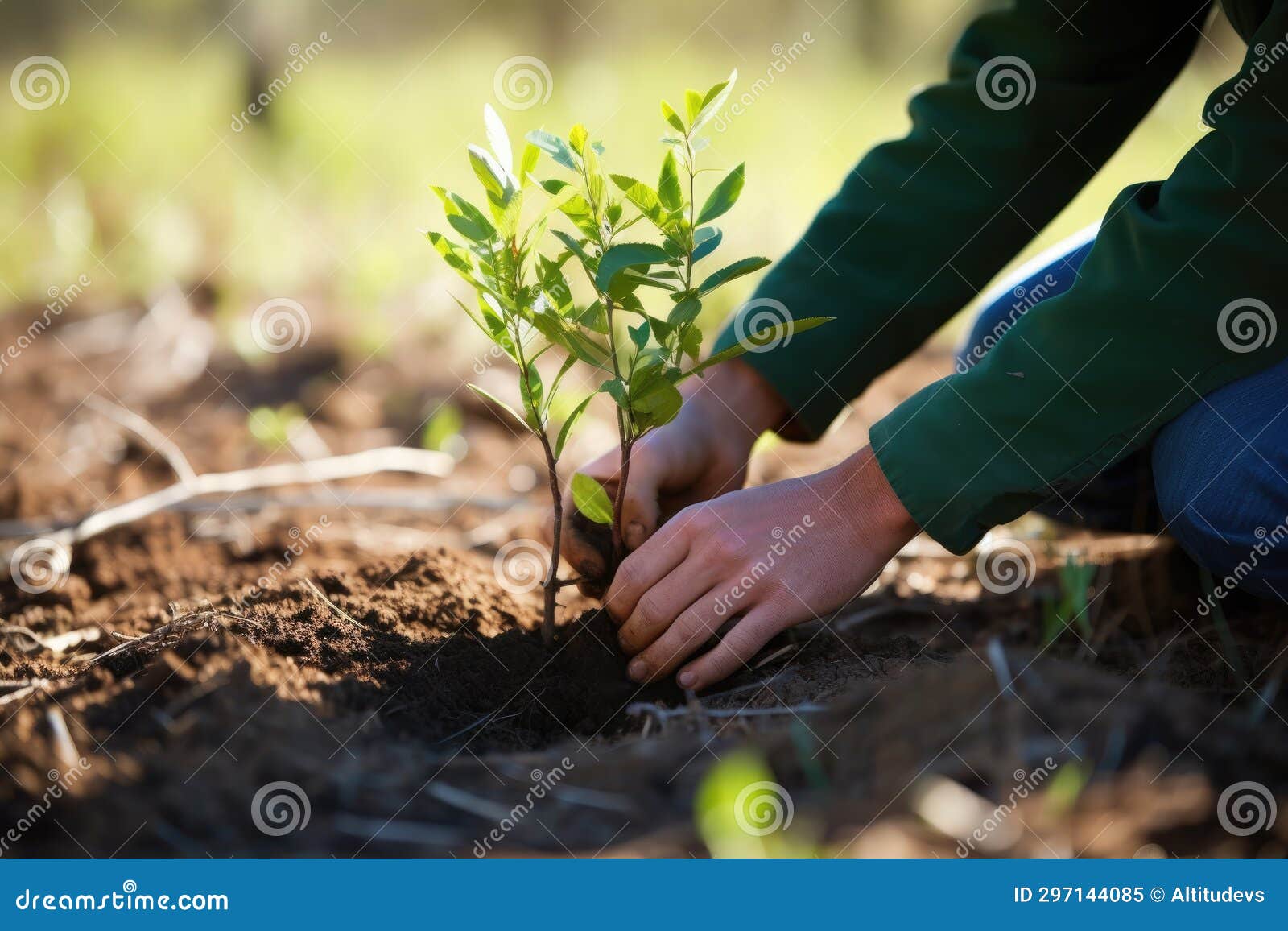 A Pair of Hands Planting a Sapling in a Conservation Park Stock Image ...