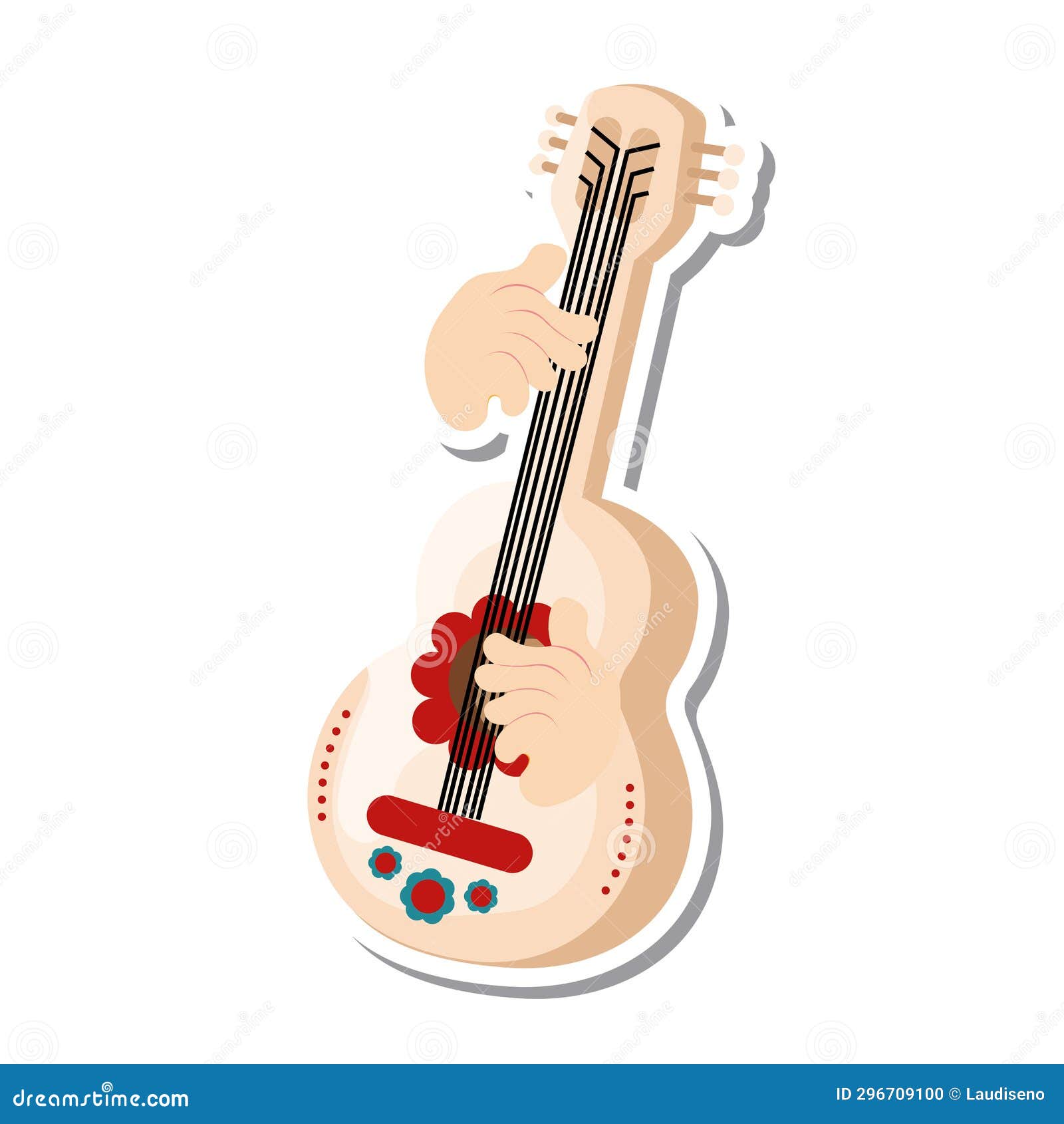 Pair of Hands Playing a Guitar Sticker Musical Instrument Vector Stock ...