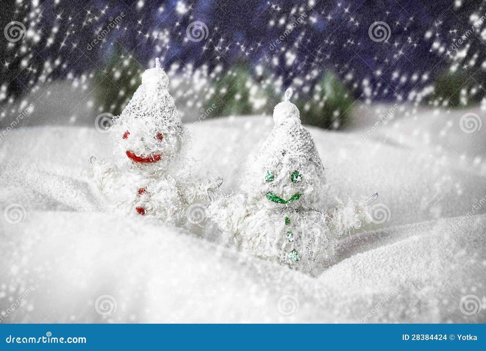 Pair of happy snowmen stock photo. Image of friends, february - 28384424