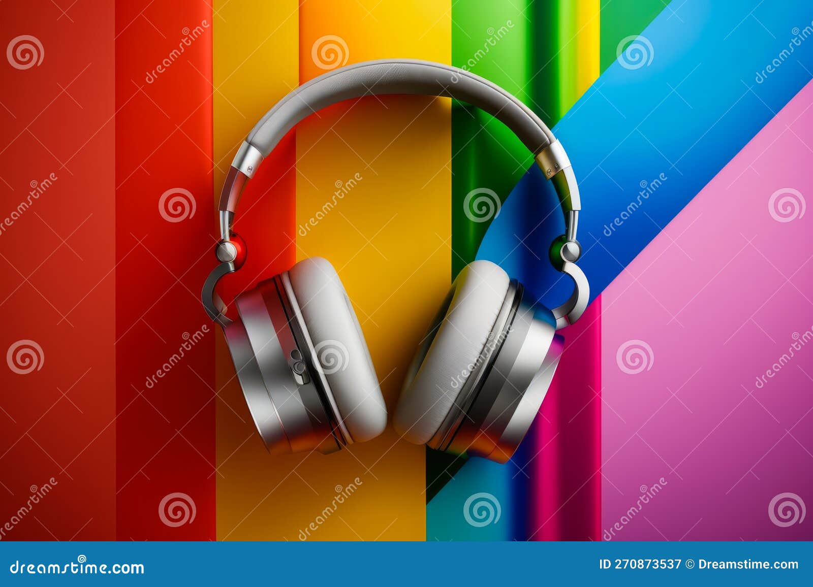 Pair of Headphones on Rainbow Colored Background. Generative AI Stock ...