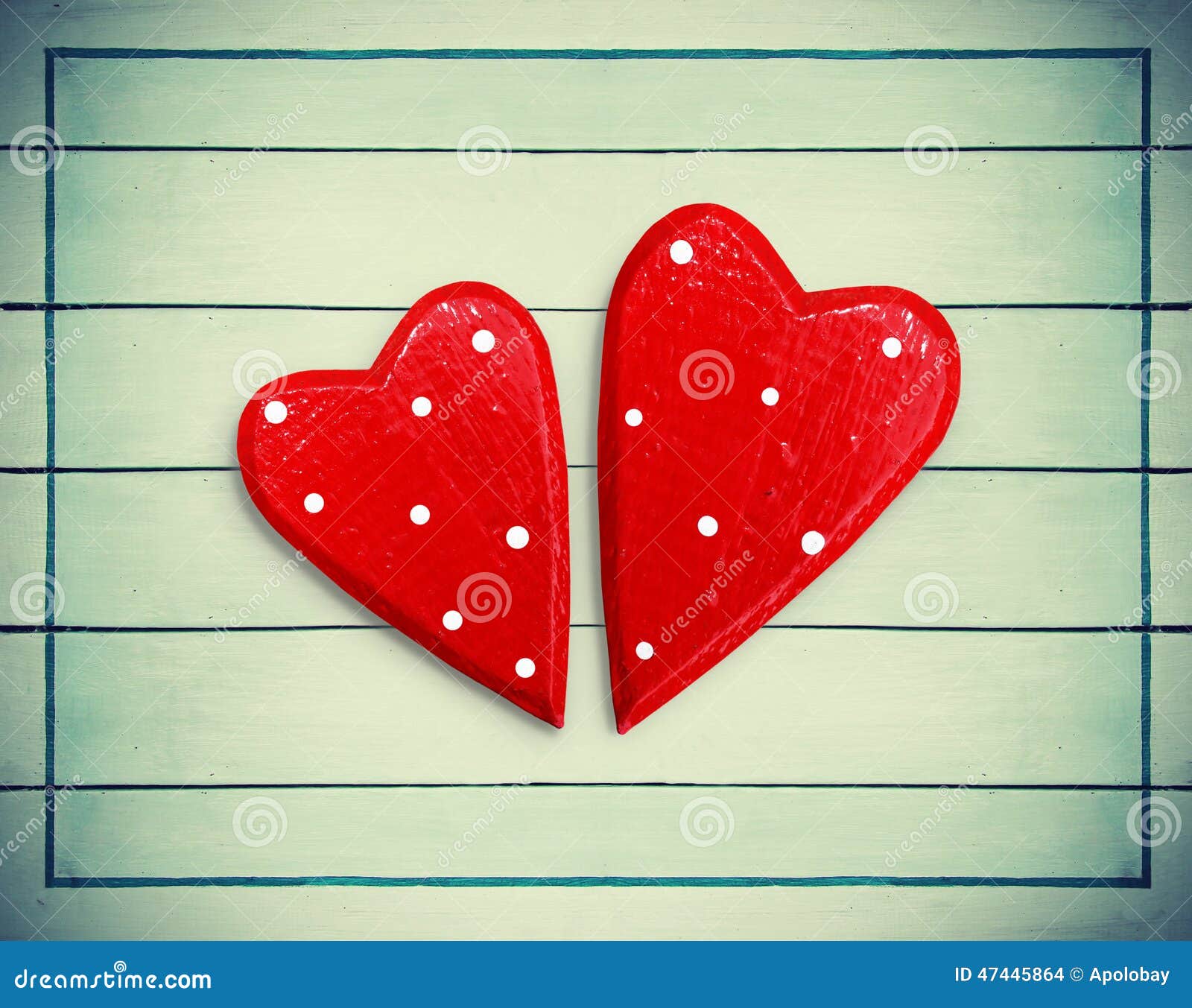 Pair of Hearts on a Wooden Background Stock Photo - Image of copy ...