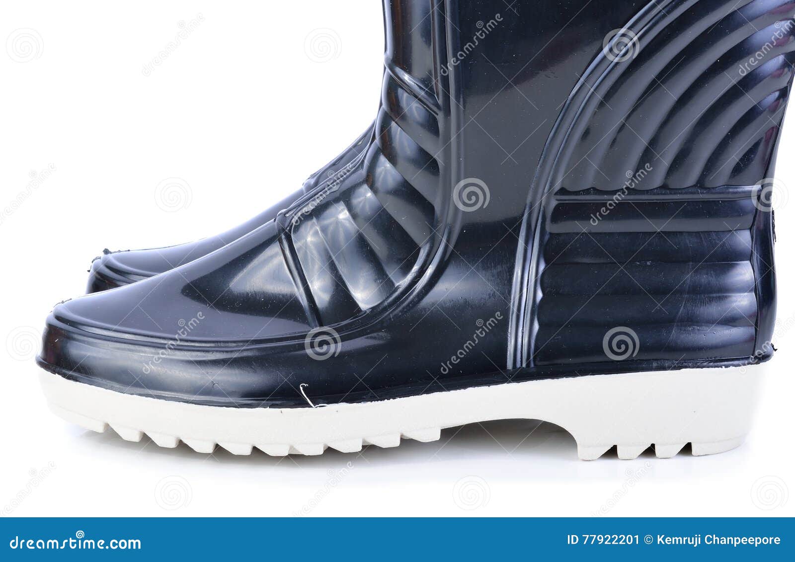 Pair High Rubber Boots. Isolated Stock Image - Image of clean, black ...