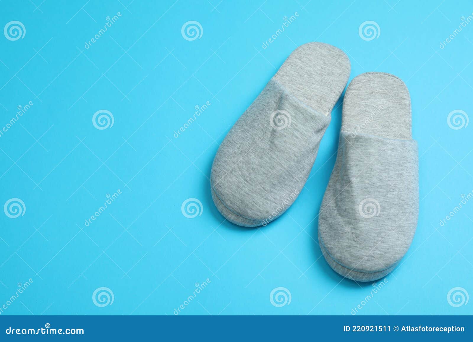 Pair of House Slippers on Blue Background Stock Image - Image of night ...